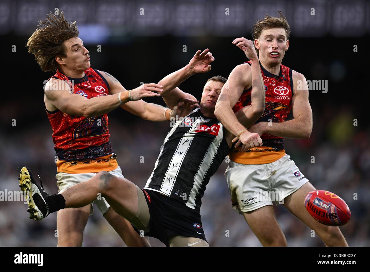Melbourne, Australia. 17th May, 2025. Josh Worrell of the Crows, Brody ...