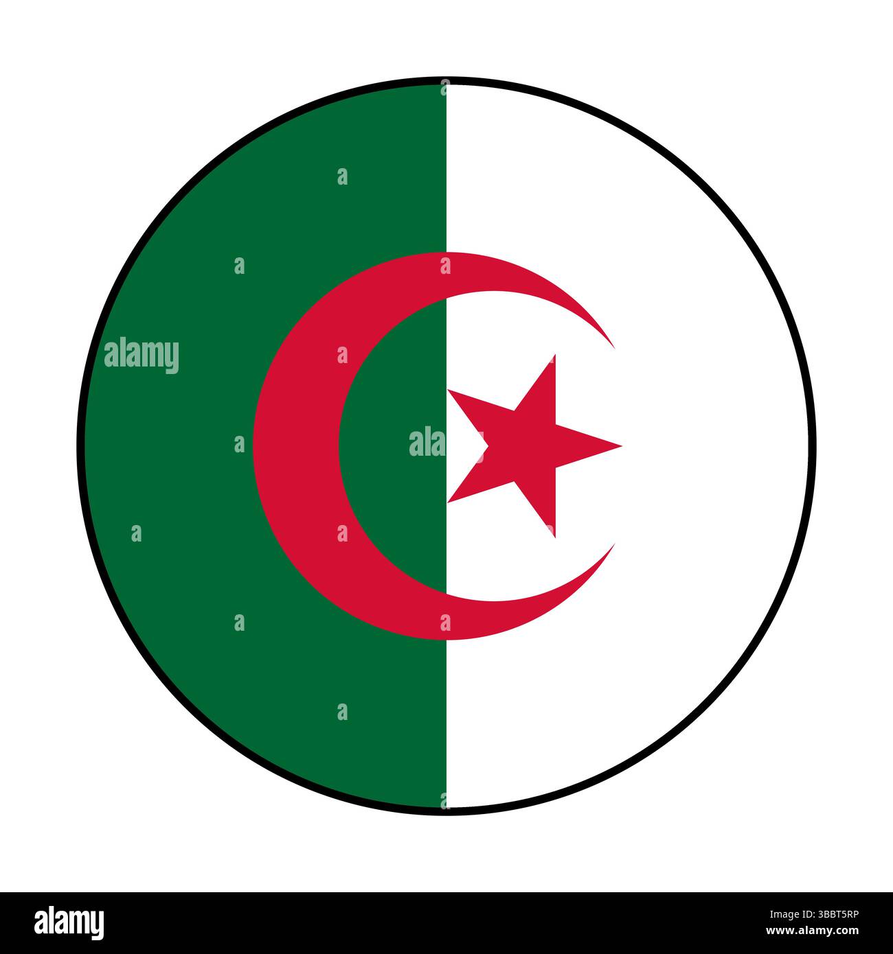 Flag of Algeria. Black edge. Algeria circle flag logo icon computer ...