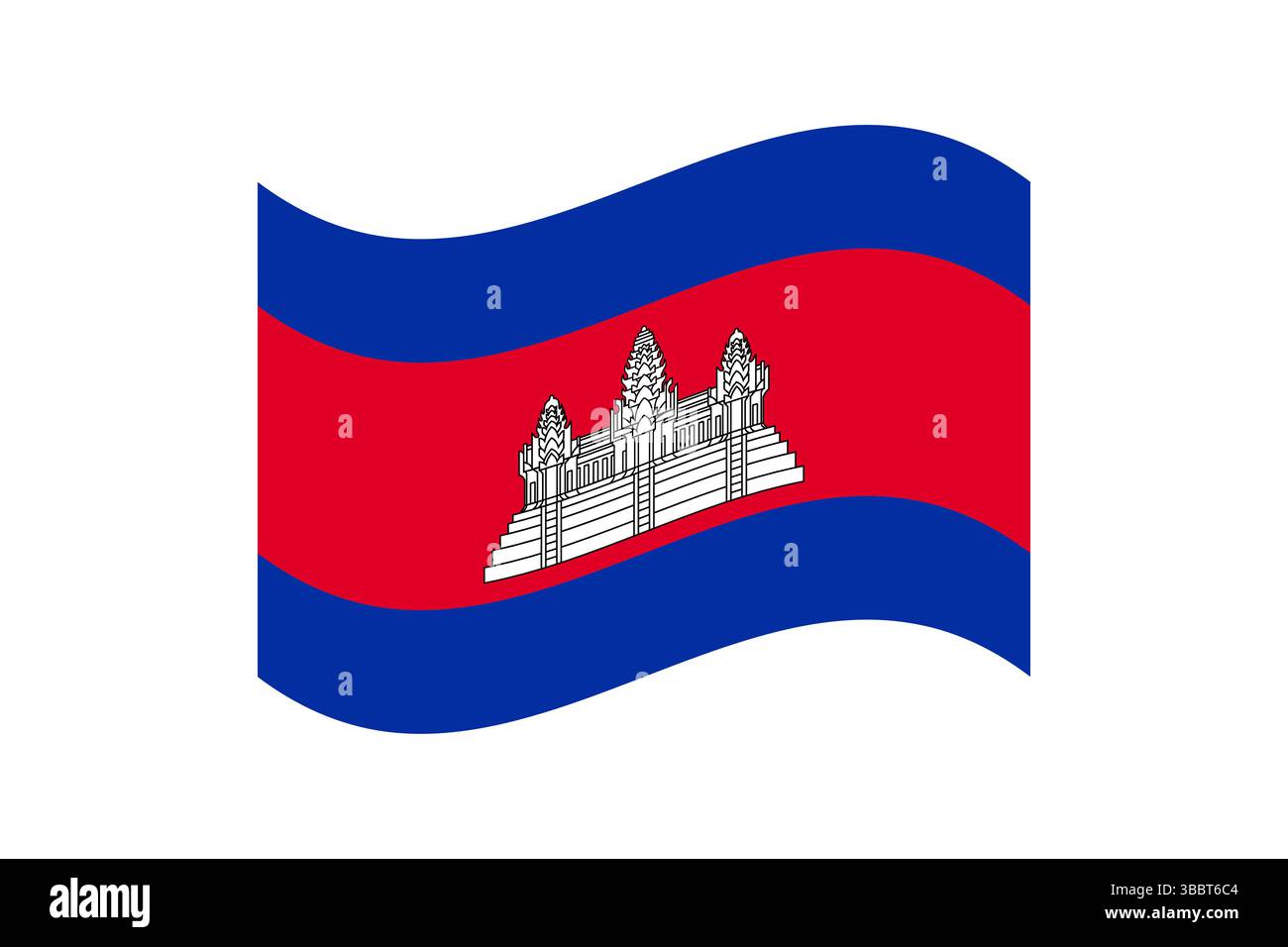 Flag of Cambodia. Cambodia flag official colors and proportion digital vector illustration. Wavy ...