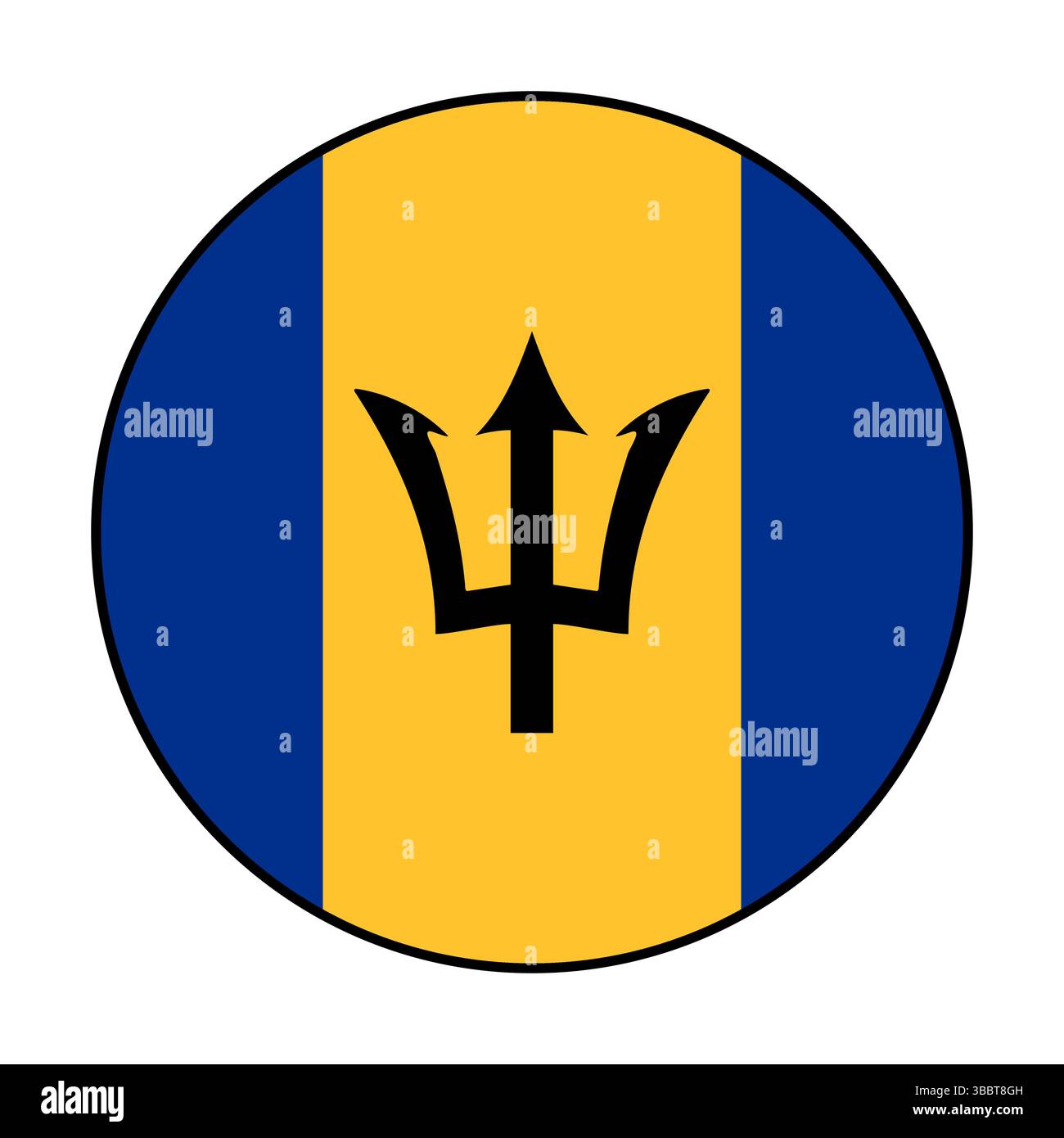 Flag of Barbados. Black edge. Barbados circle flag logo icon computer ...