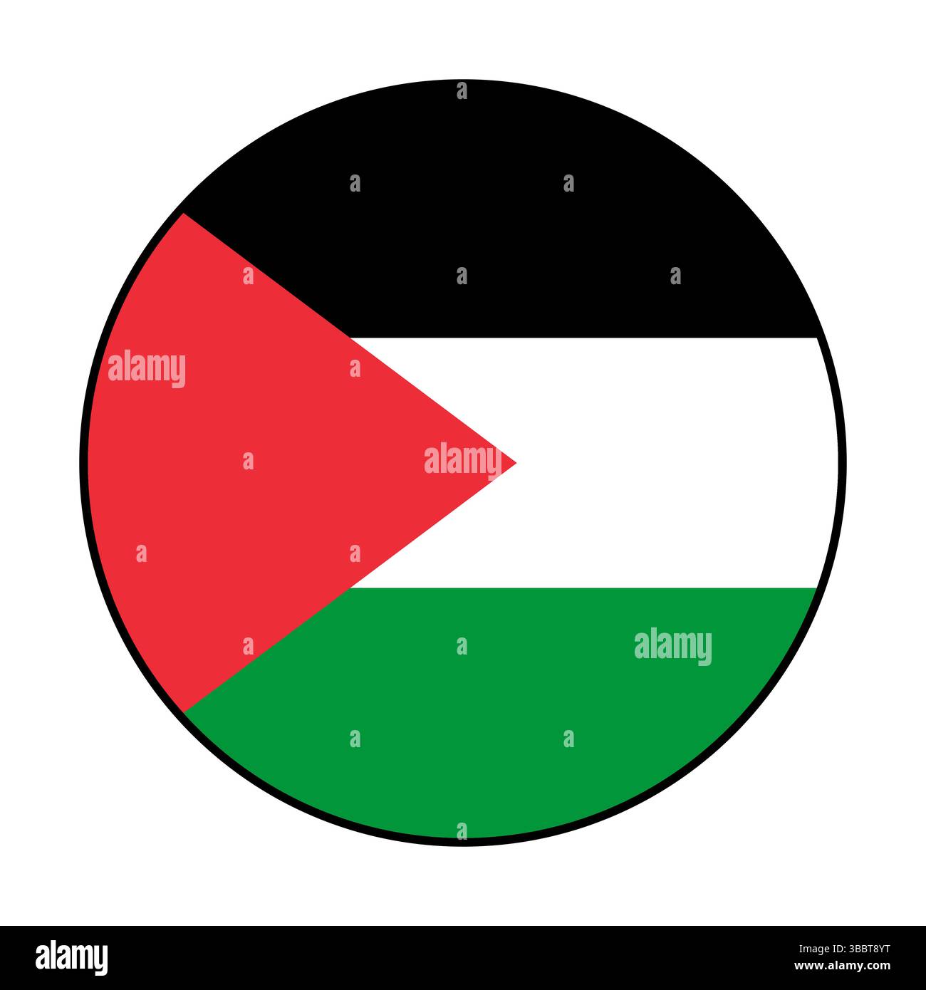 Flag of Palestine. Black edge. Palestine circle flag logo icon computer ...
