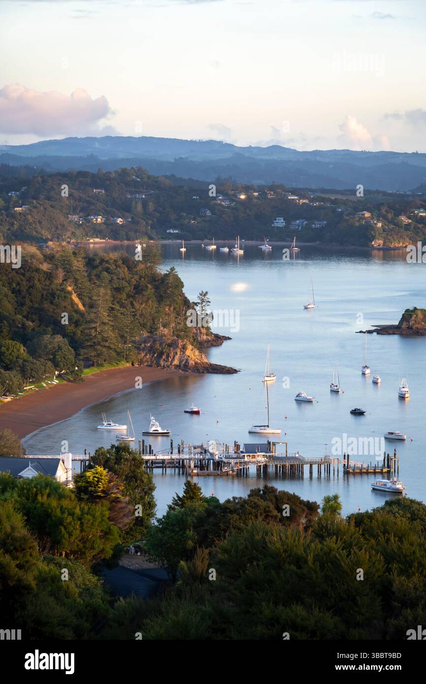 Boats moored in bay, near Russell Wharf, Kororareka, Bay of Islands ...