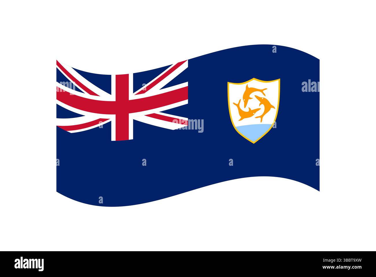 Flag of Anguilla. Anguilla flag official colors and proportion digital vector illustration. Wavy ...