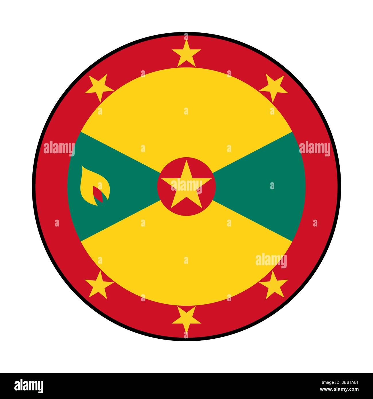 Flag of Grenada. Black edge. Grenada circle flag logo icon computer ...