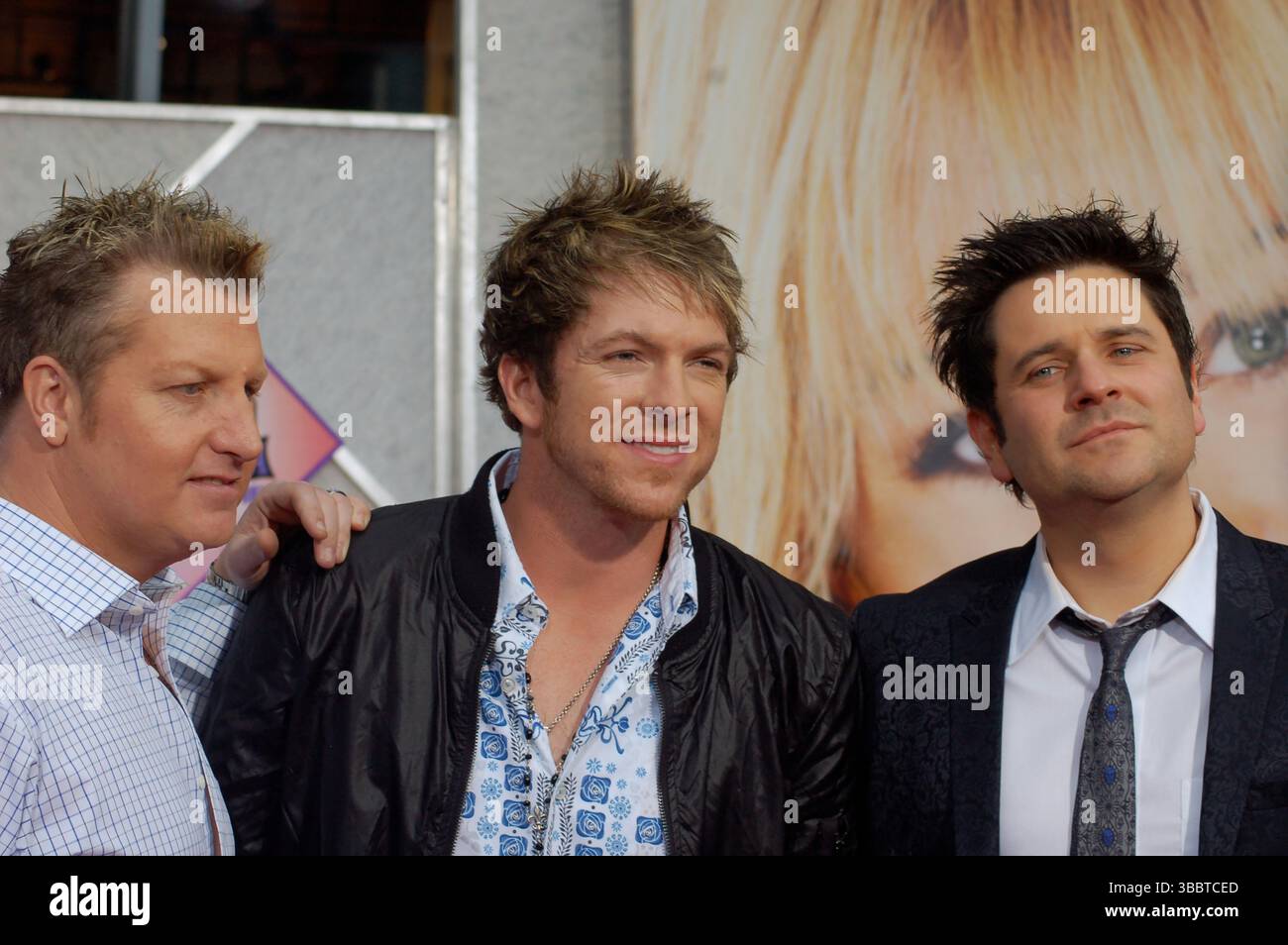 Country music trio Rascal Flatts attends the premiere of Hannah Montana ...