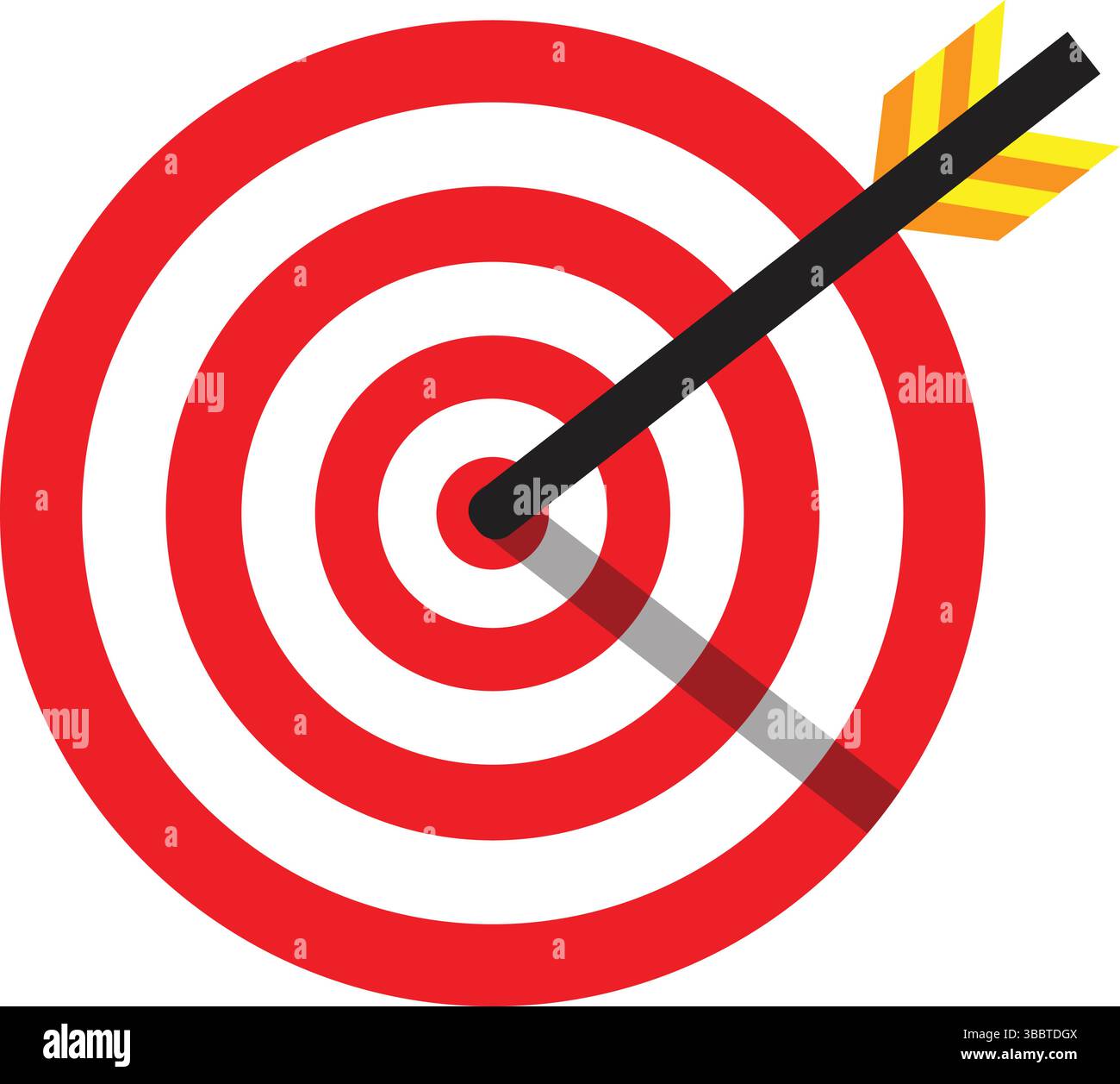 Red and white bullseye target with arrow hitting center represents ...