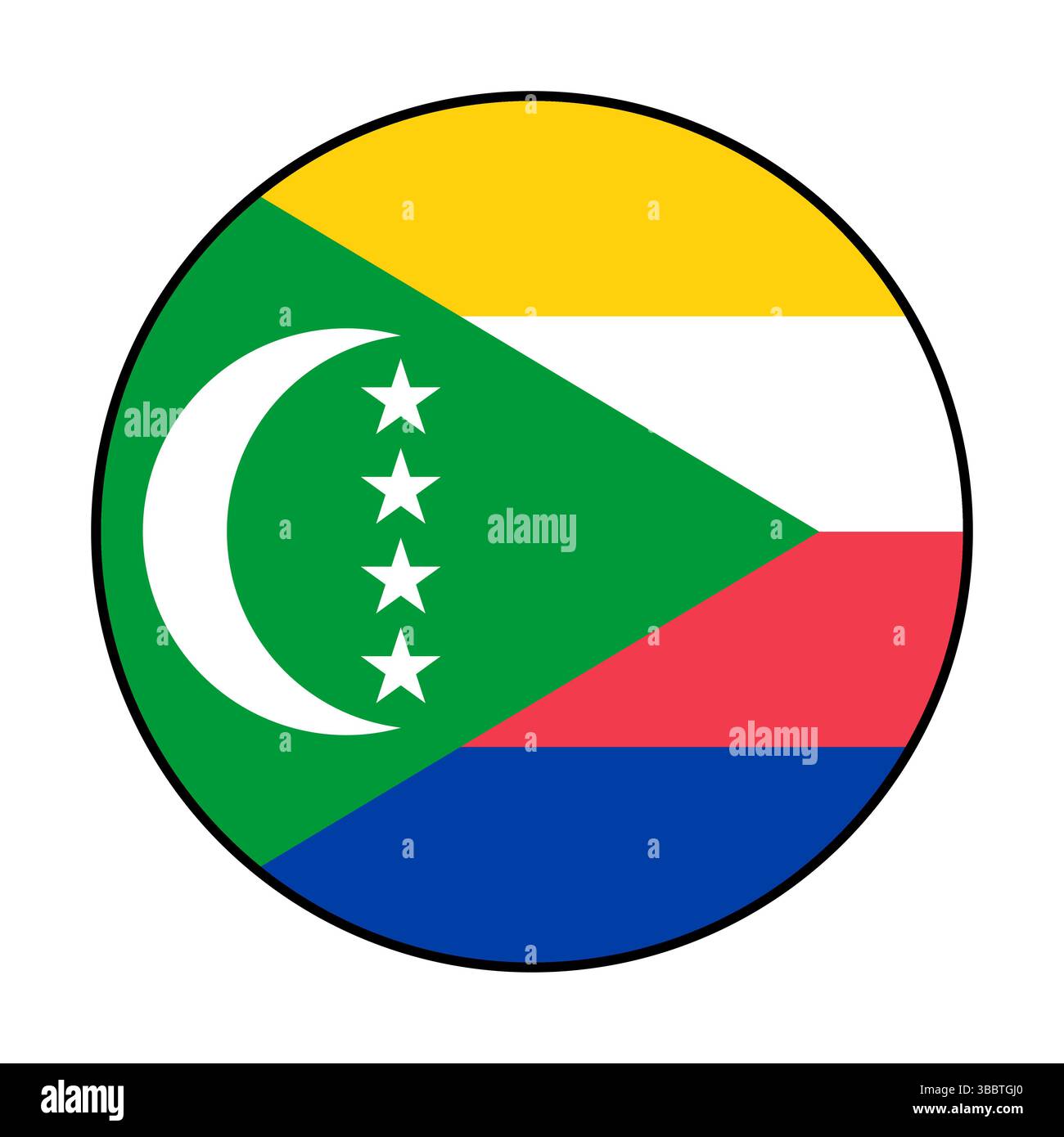 Flag of Comoros. Black edge. Comoros circle flag logo icon computer ...