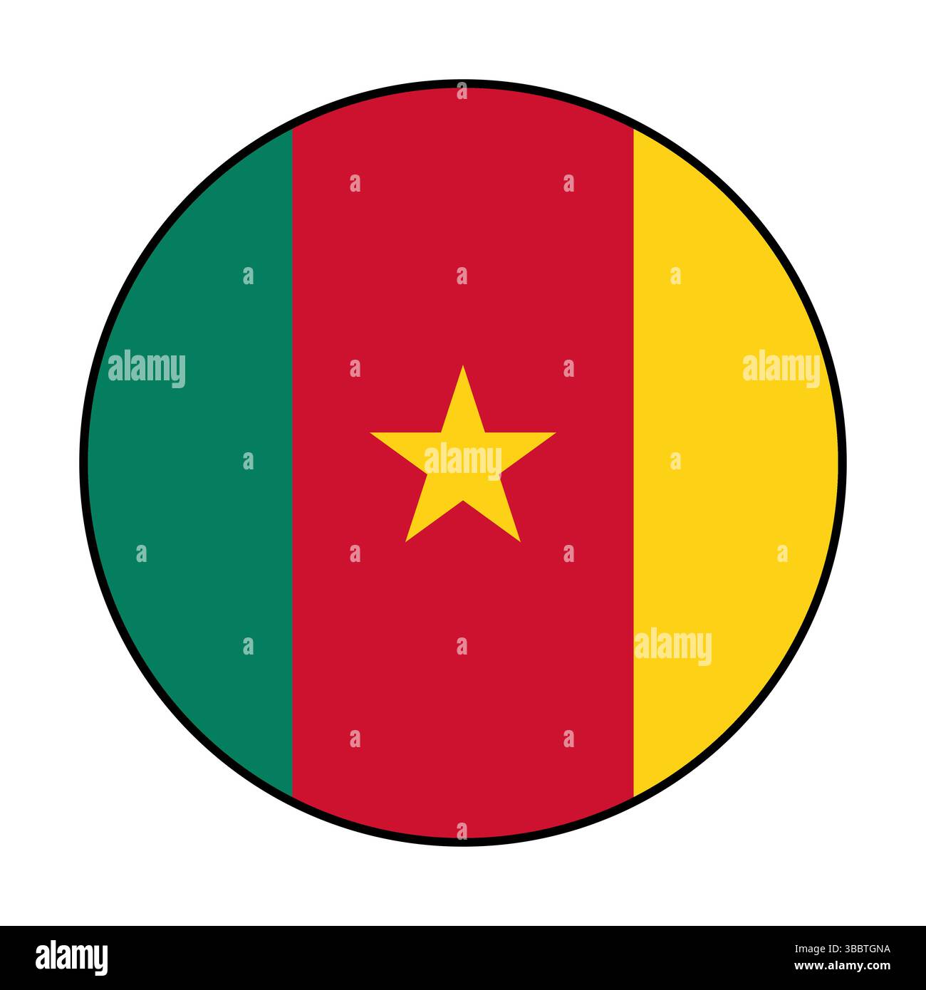 Flag of Cameroon. Black edge. Cameroon circle flag logo icon computer ...