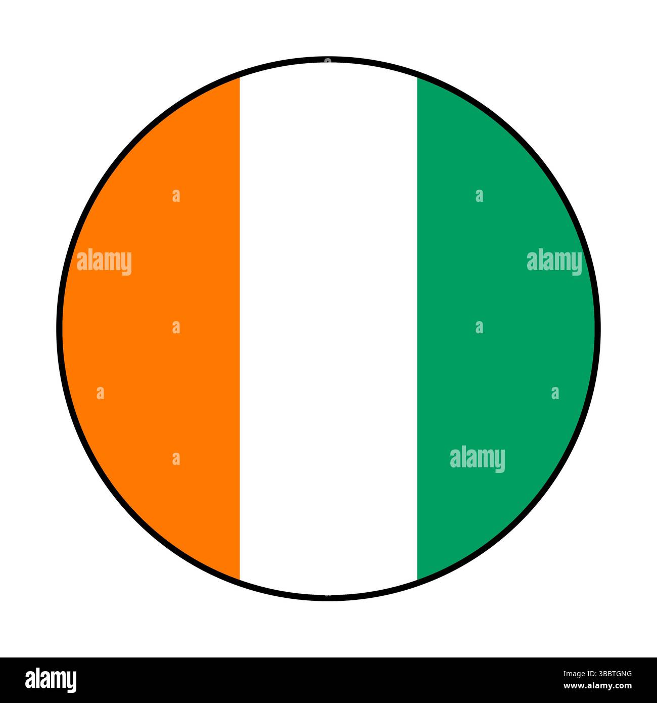 Flag of Cote d 'Ivoire. Black edge. Cote d 'Ivoire circle flag logo ...