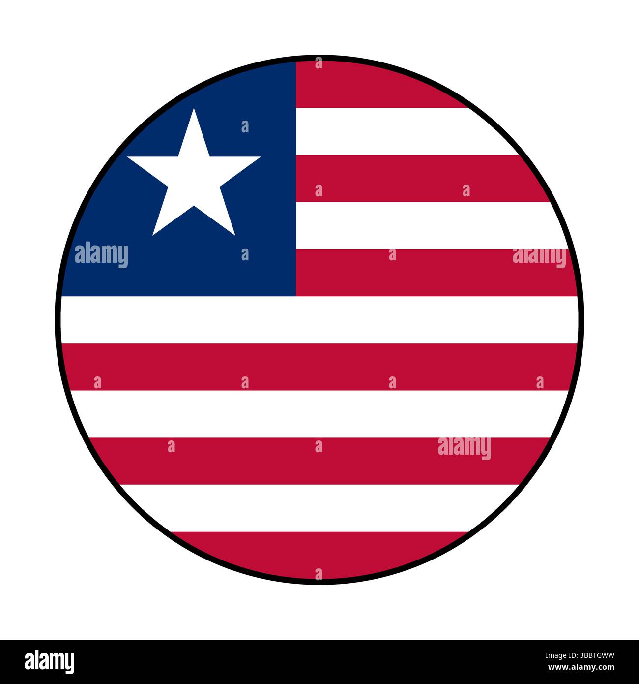 Flag of Liberia. Black edge. Liberia circle flag logo icon computer ...