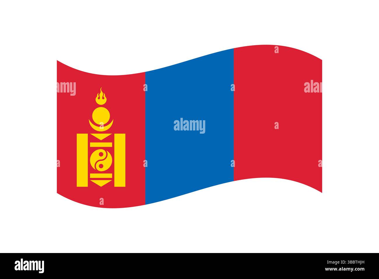 Flag of Mongolia. Mongolia flag official colors and proportion digital vector illustration. Wavy ...