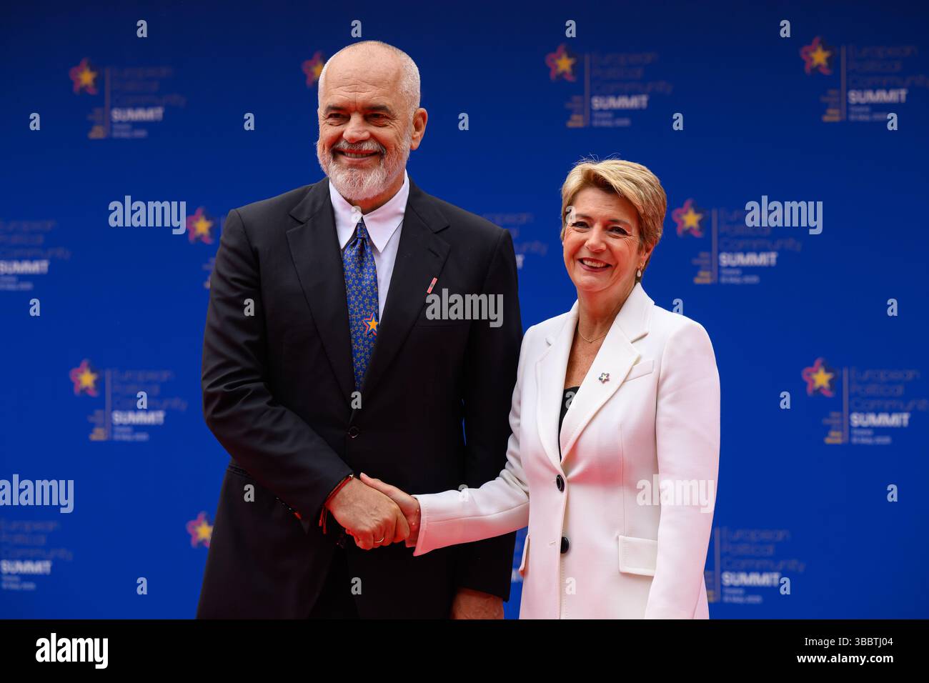 Albanian Prime Minister Edi Rama (left) greets President of the Swiss ...