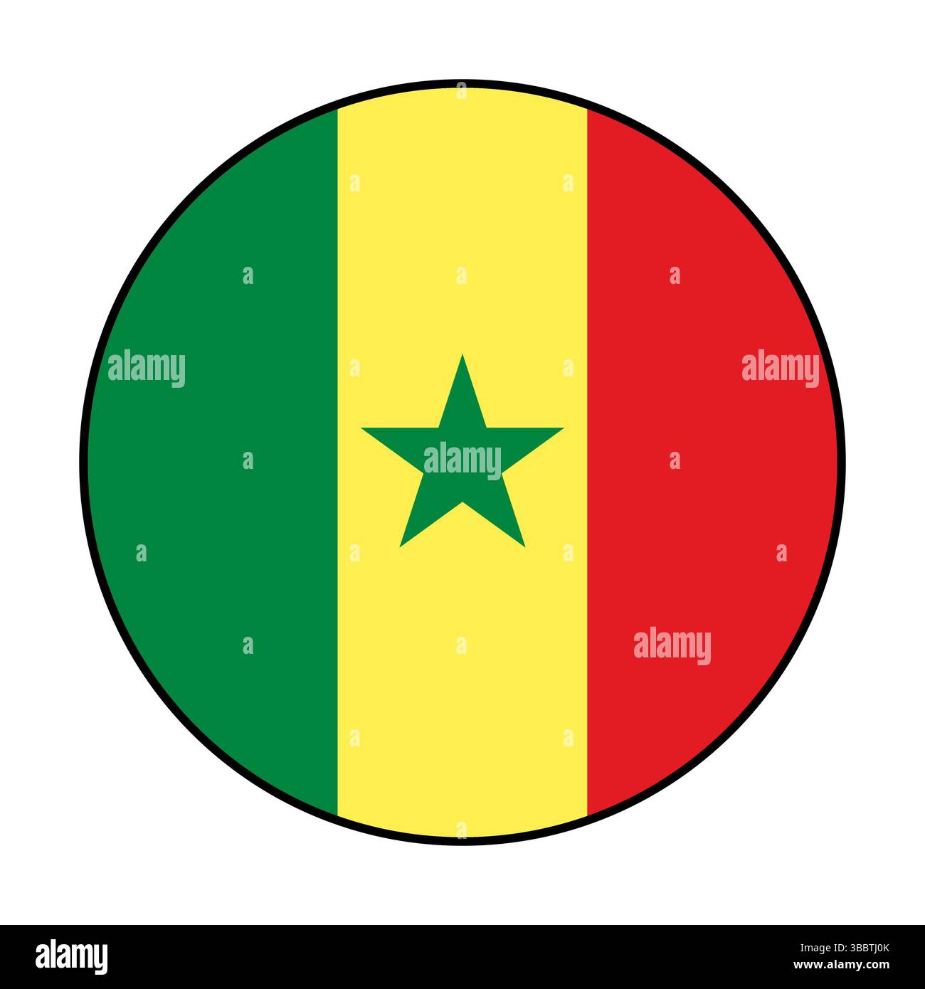 Flag of Senegal. Black edge. Senegal circle flag logo icon computer ...