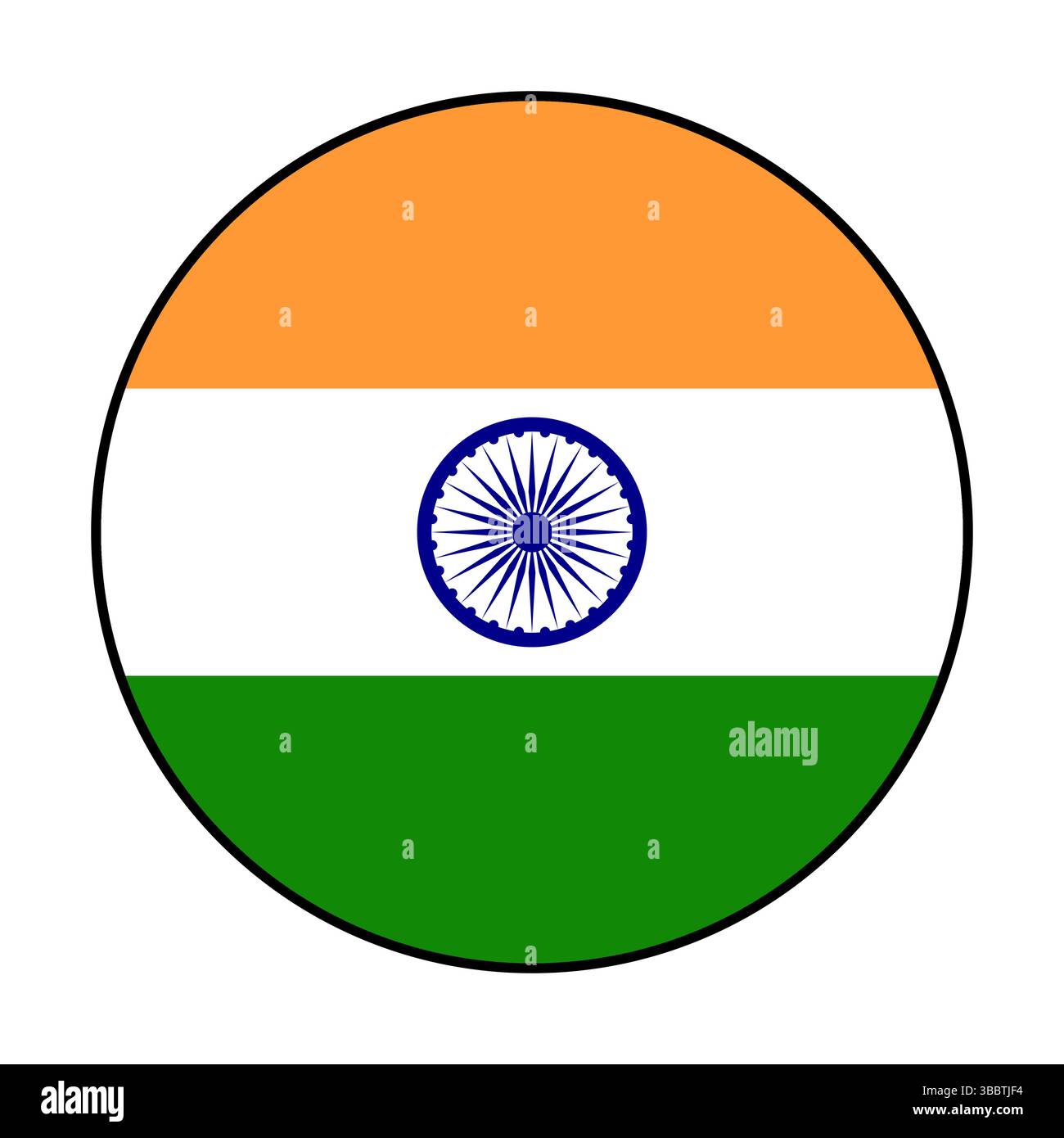 Flag of India. Black edge. India circle flag logo icon computer vector ...