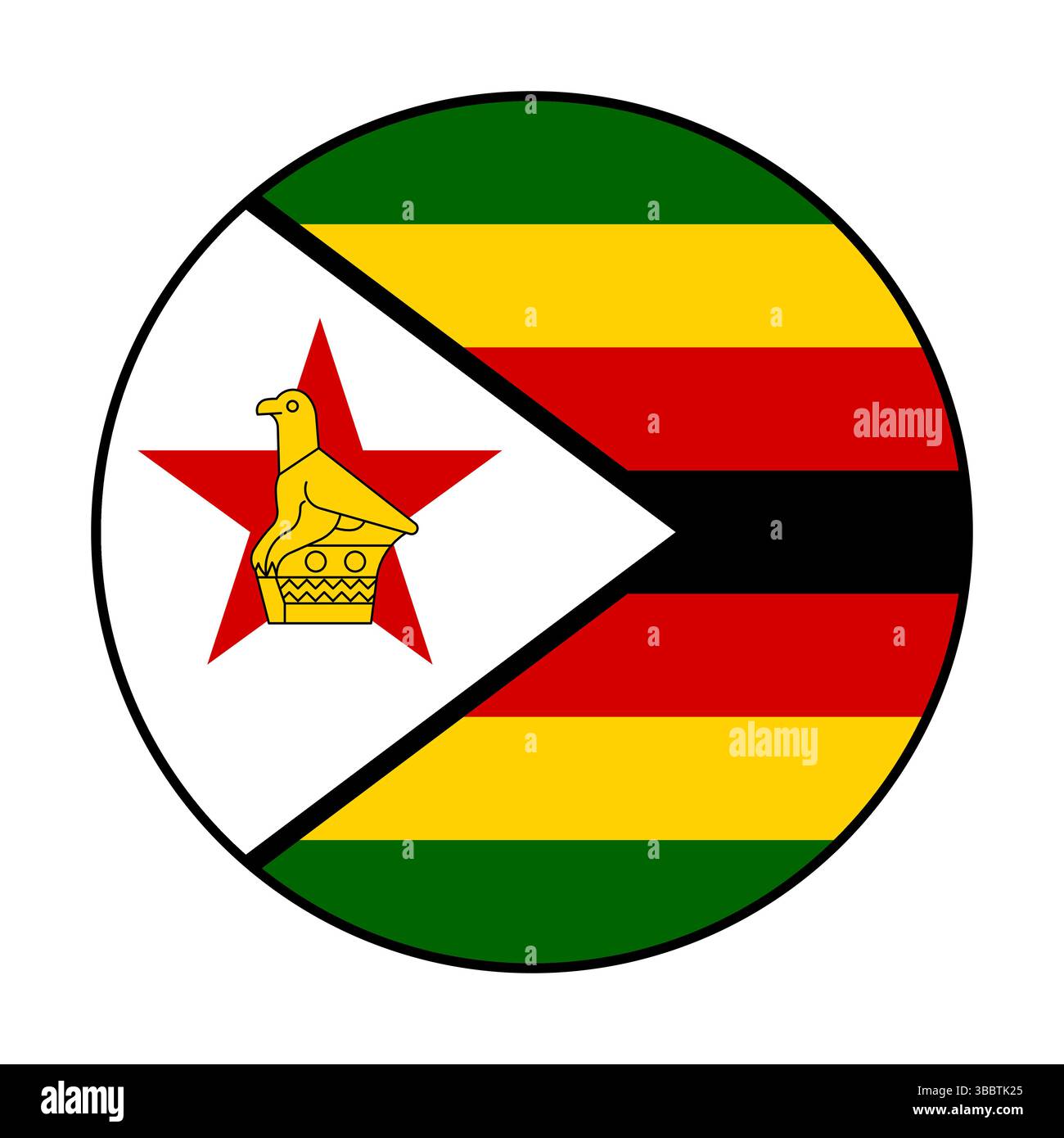 Flag of Zimbabwe. Black edge. Zimbabwe circle flag logo icon computer ...