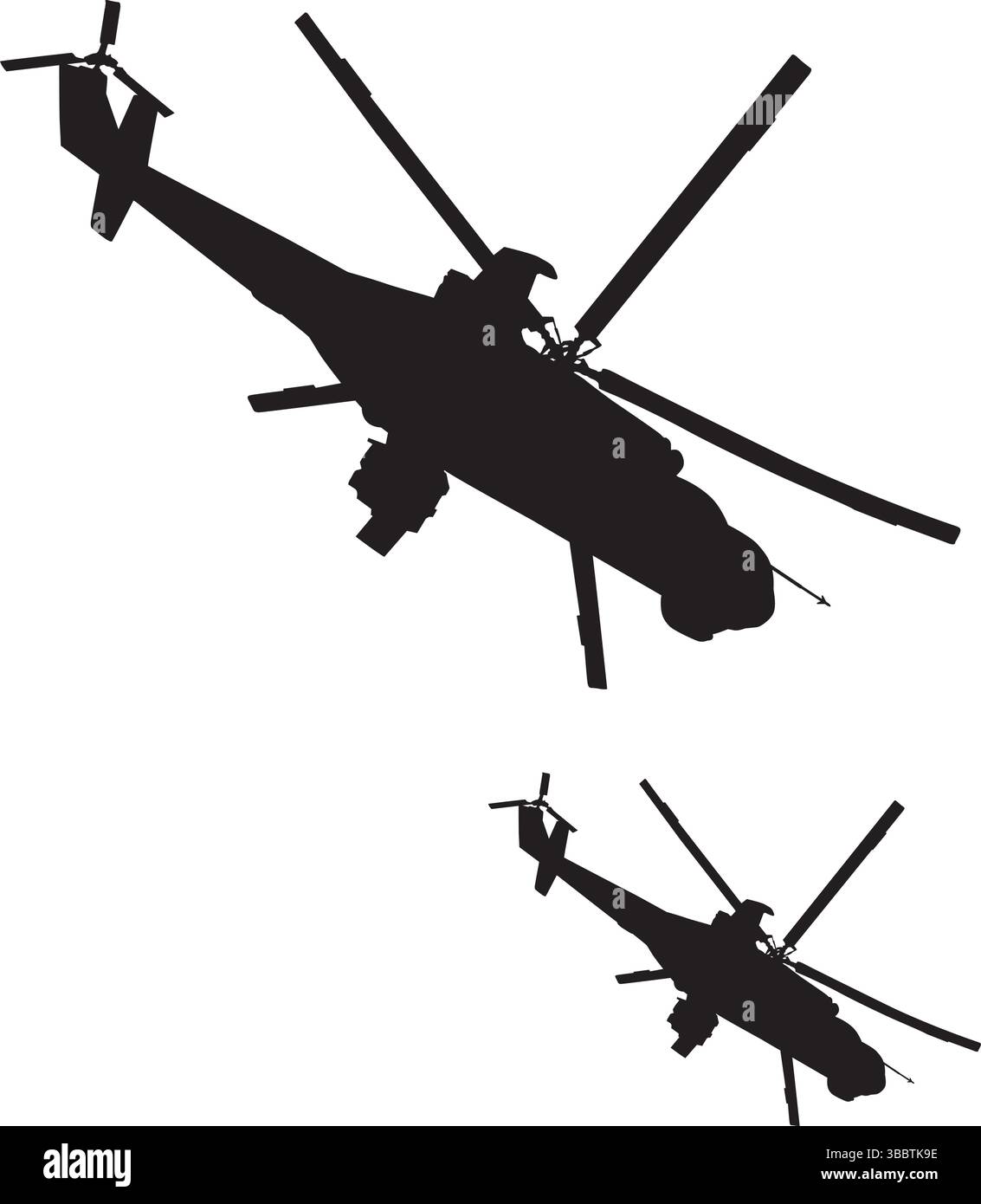 Hind helicopter flying vector silhouettes. EPS 8 Stock Vector Image ...