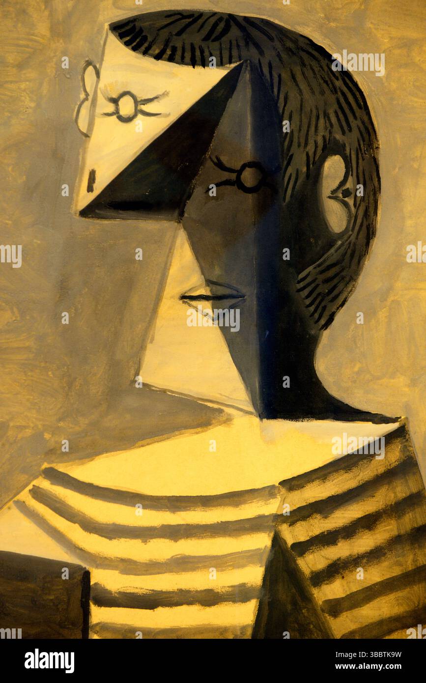 Pablo Picasso ,Halph -Length portrait of a man in a striped jersey,1939 ...