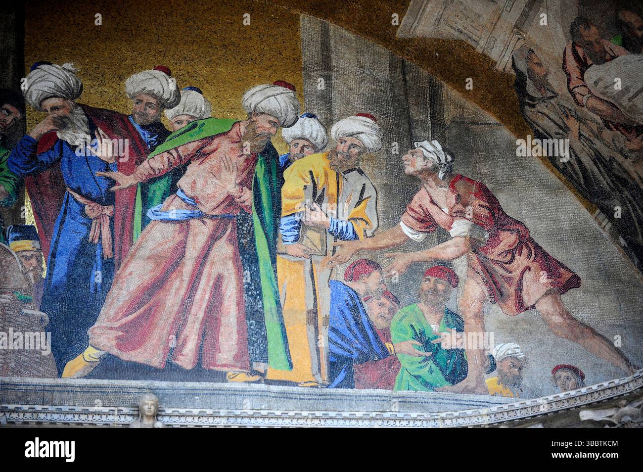 Religious fresco on St Mark's Cathedral in St Mark's Square in Venice ...