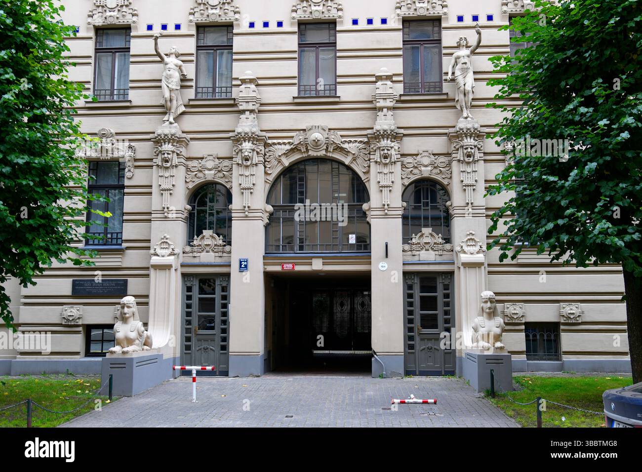 Art nouveau facade in the historic city centre of Riga, Latvia, Baltic ...