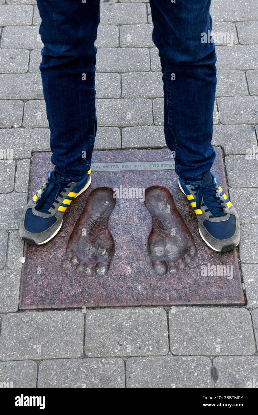 Baltic way footprints, Riga, Baltic States Stock Photo - Alamy
