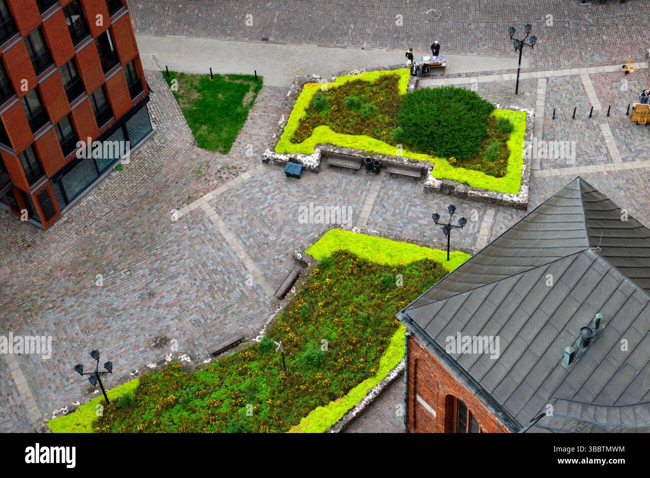 Aerial view of green pattern in Riga old twn, Latvia Stock Photo - Alamy