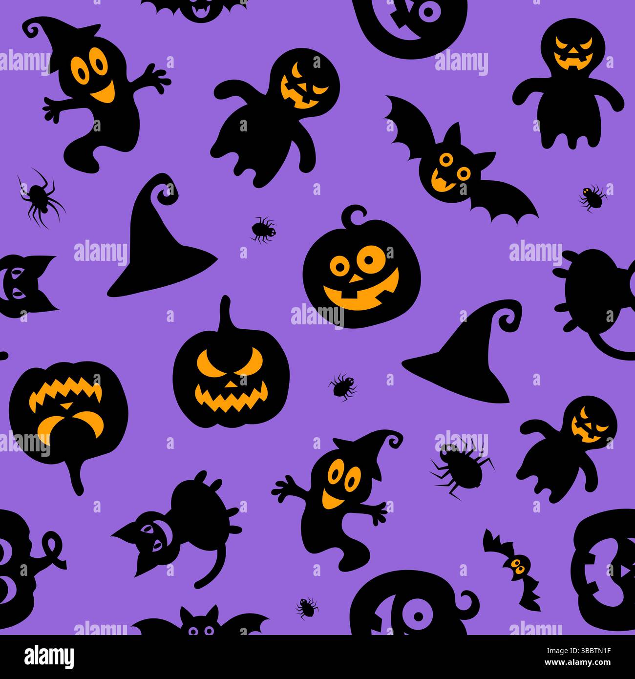 Seamless vector pattern for Halloween design. Halloween symbols: ghost ...
