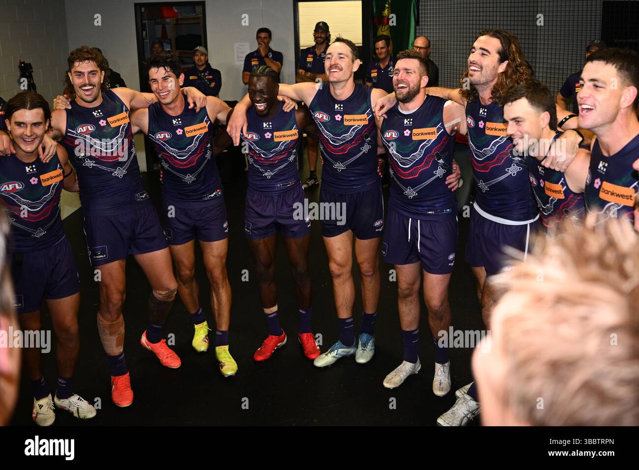 Sydney, Australia. 17th May, 2025. Dockers sing their team song ...