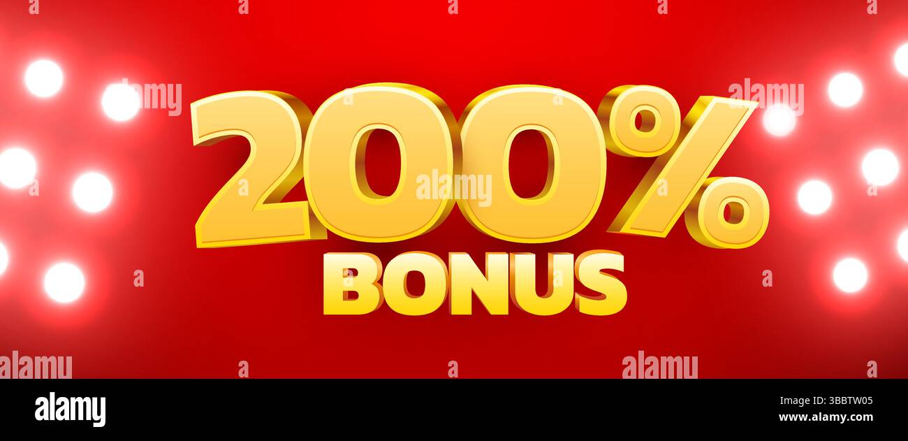 200 percent bonus. Cashback or prize concept. Vector illustration Stock ...