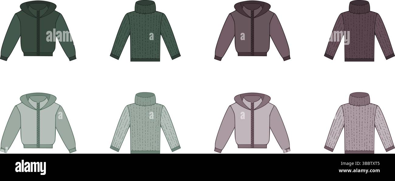 Vector cute warm clothes for winter with hoodie and wool sweaters Stock ...