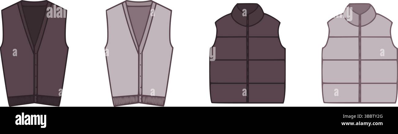 Vector cute warm clothes for winter with sleeveless jacket in brown ...