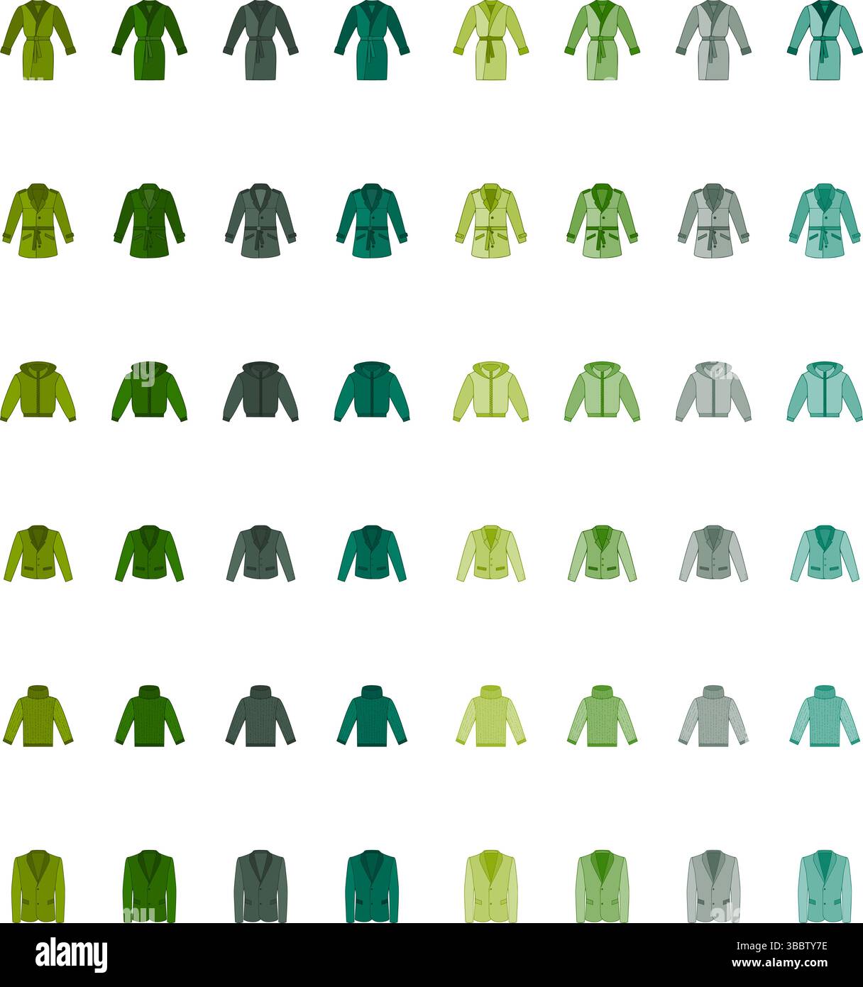 Vector cute warm clothes for winter with bathrobe, coats and jackets in ...