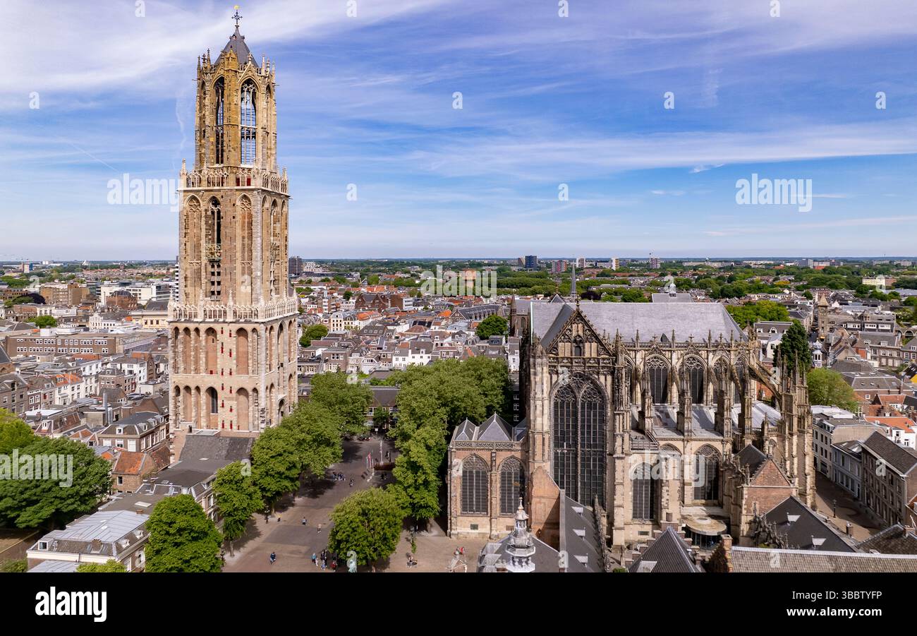 Clear view of missing cathedral nave between De Dom church tower and ...