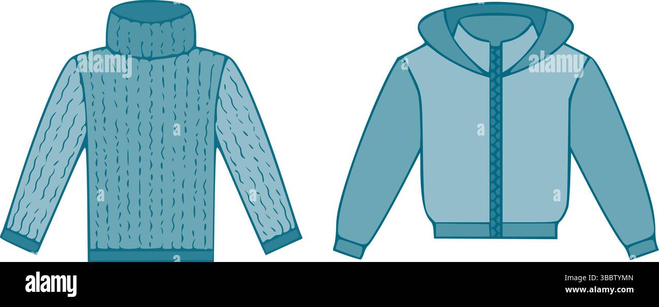 Vector cute warm clothes for winter with wool sweater and hoodie Stock ...