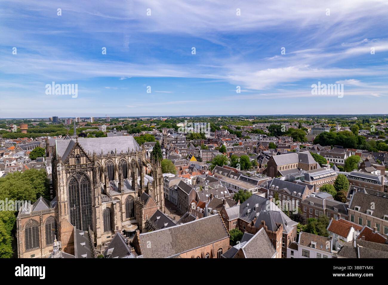 Clear view of missing cathedral nave between De Dom church tower and ...