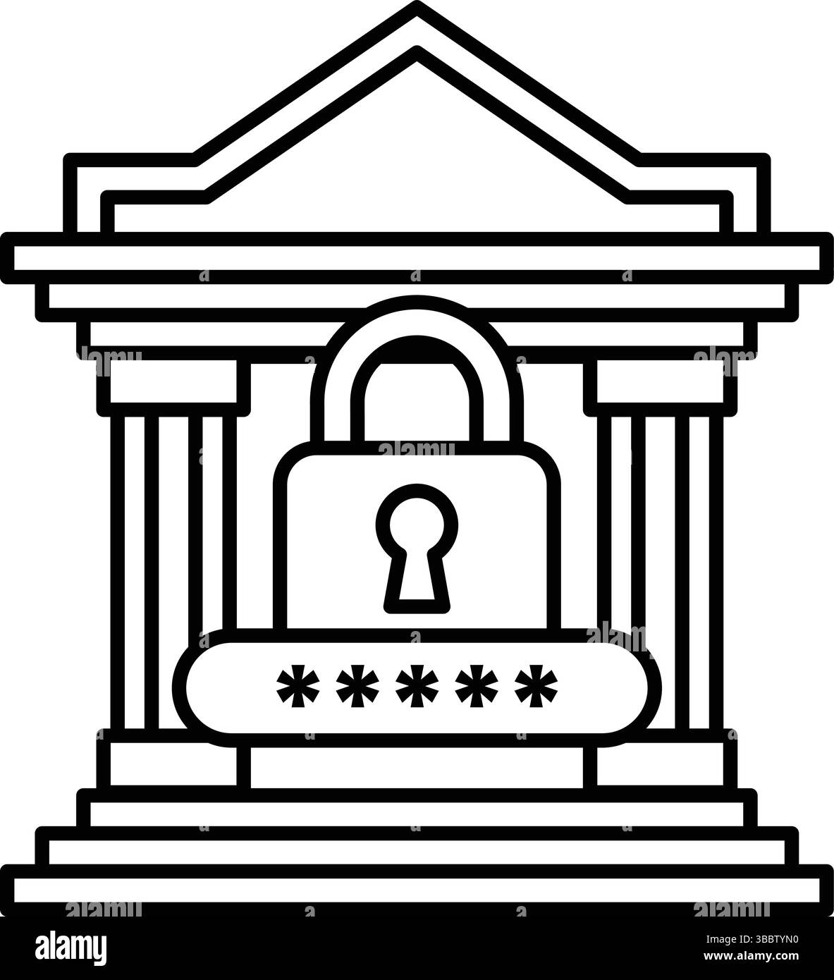 A building with a large keyhole on the front. The building is a bank ...