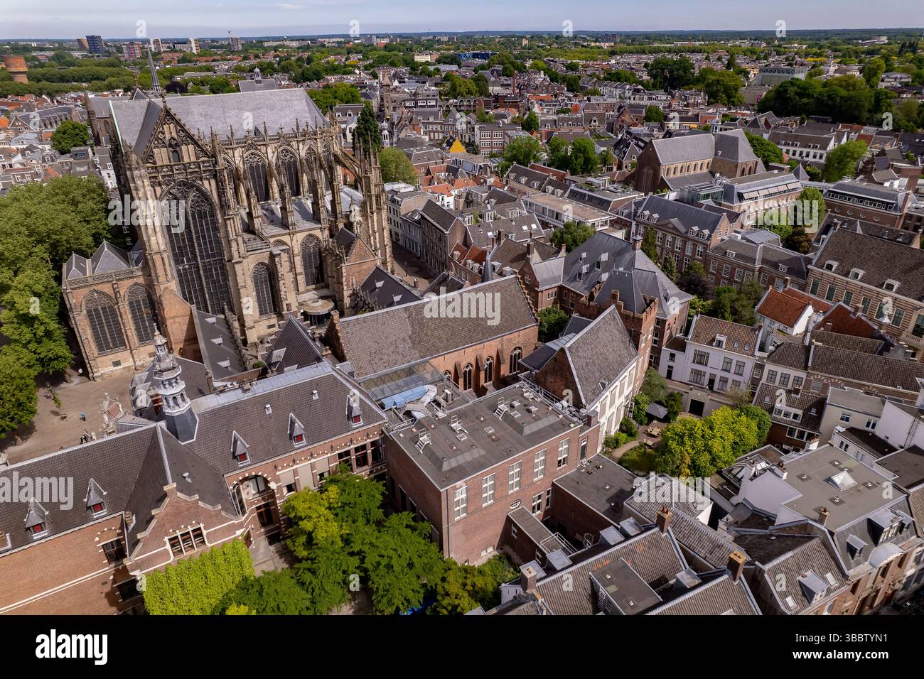 Clear view of missing cathedral nave between De Dom church tower and ...