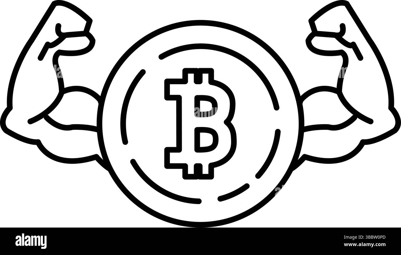 A man with his arms raised is holding a coin with the letter B on it ...
