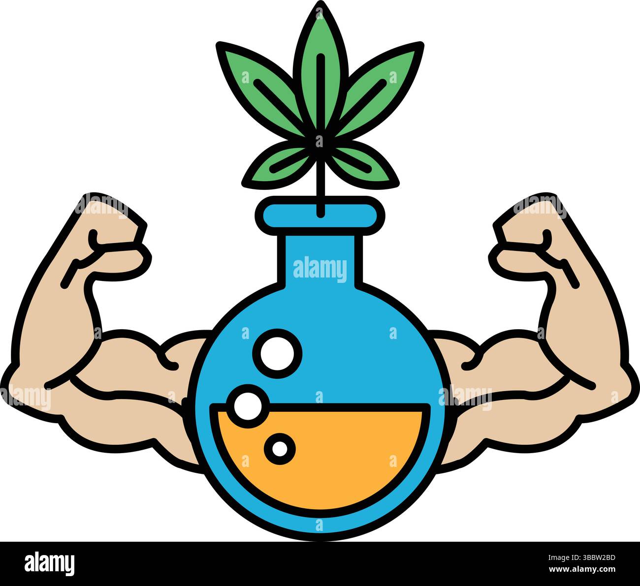 A cartoon of a man with bulging muscles holding a glass vase with a ...