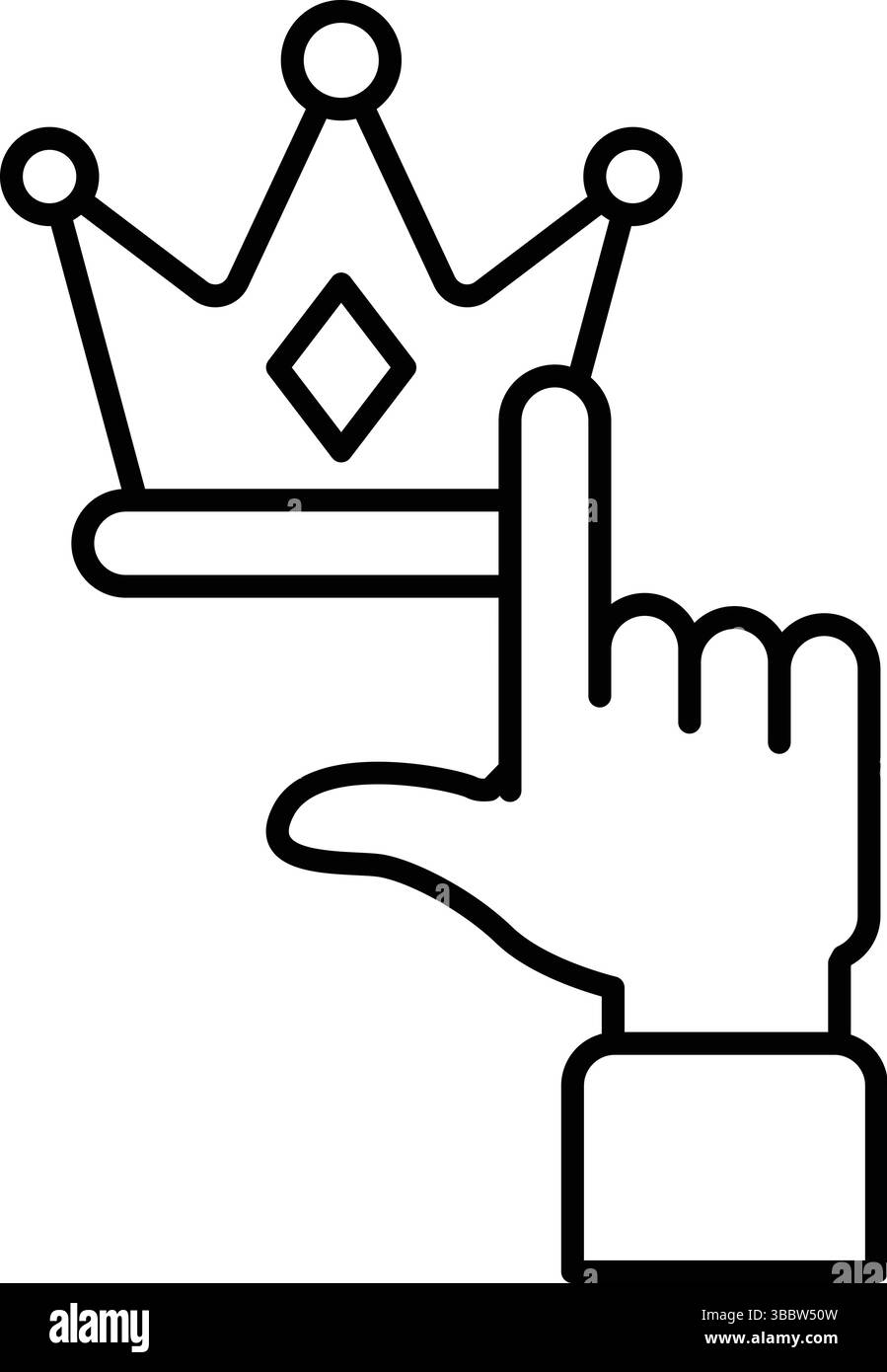 A hand pointing at a crown. The crown is a symbol of royalty and power ...