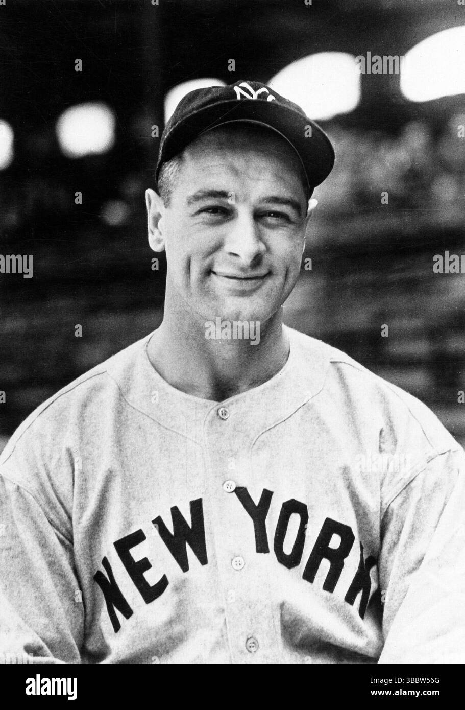Portrait of Lou Gehrig, baseball legend and a New York Yankee. 1930s ...