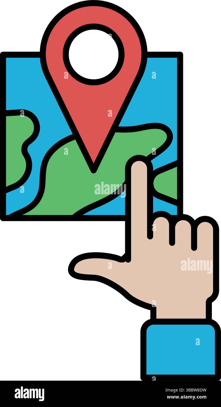 Hand pointing map red Stock Vector Images - Alamy