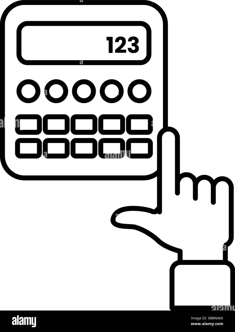 A calculator with the numbers 123 and 133 on it. A hand is pointing to ...
