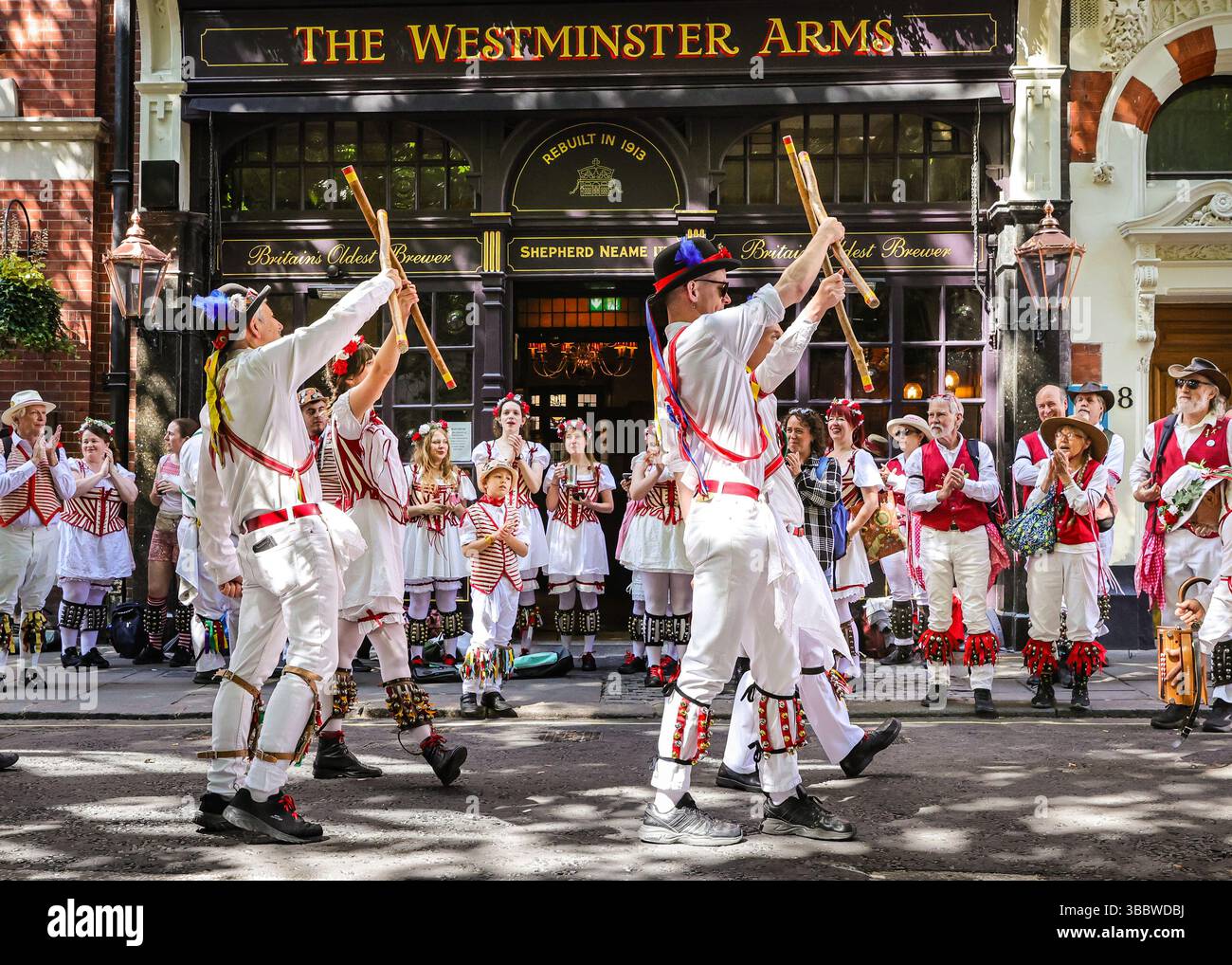 London, UK. 17th May, 2025. The 'Belles of London City' Morris Dancers ...