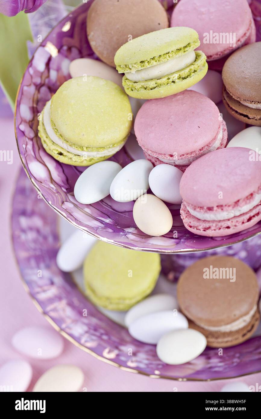 The easter installation with macarons Stock Photo - Alamy