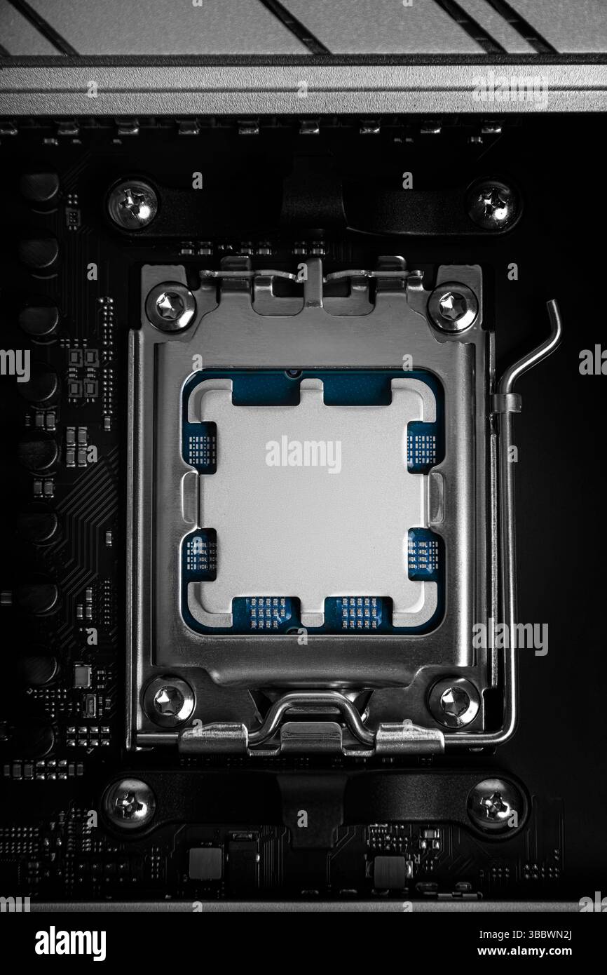CPU socket mounted on a computer motherboard Stock Photo - Alamy