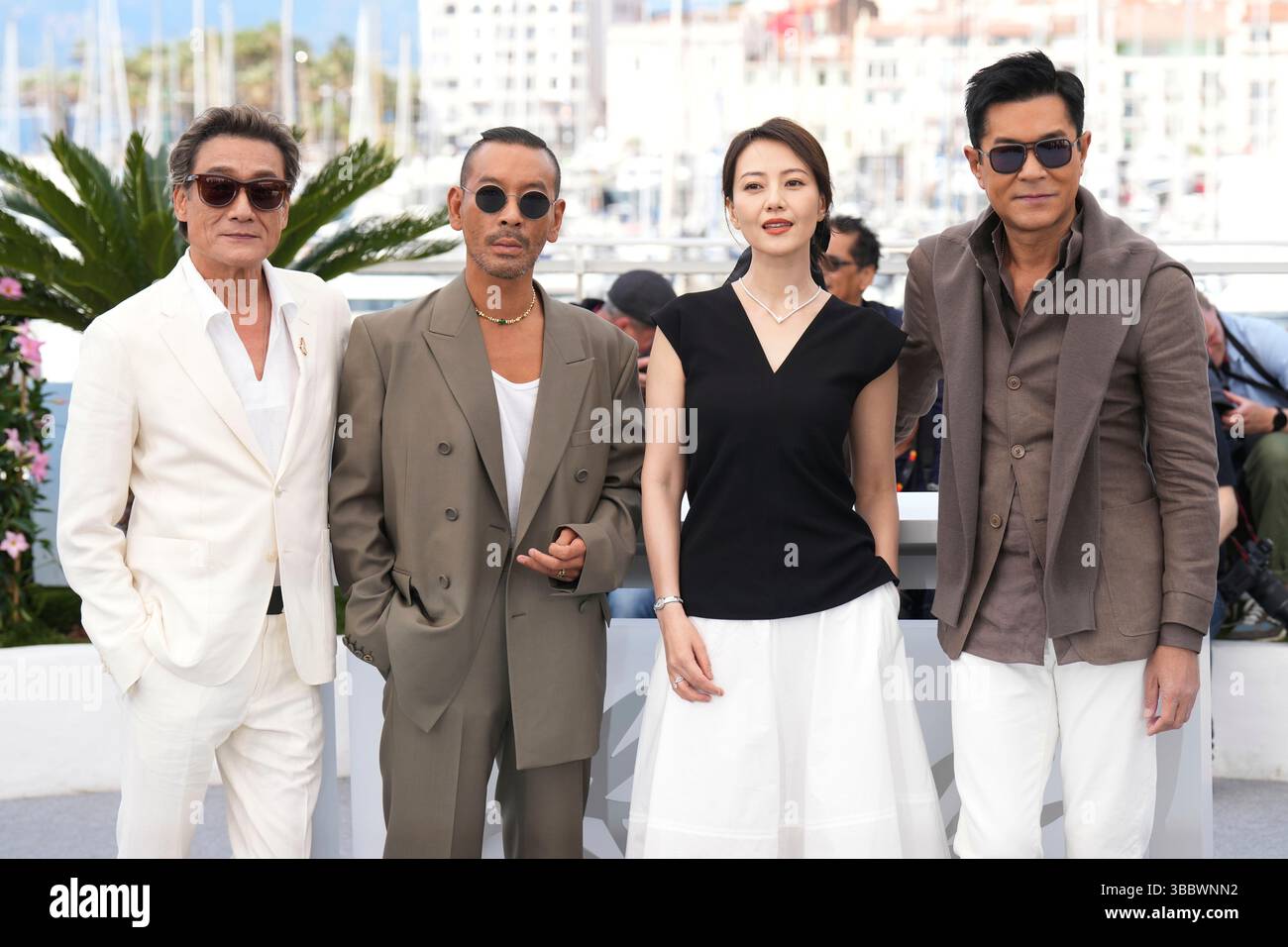 Tony Leung Ka-fai, from left, director Juno Mak, Gao Yuanyuan and Louis Koo pose for ...