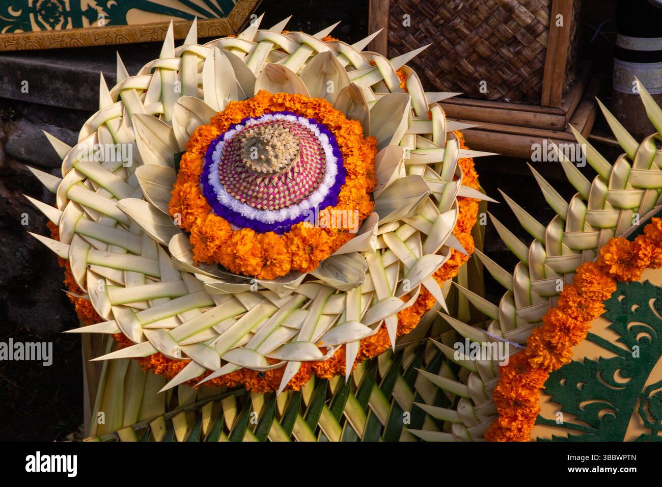 Indonesian Celebration Decorations being set up for a Hindu wedding ...