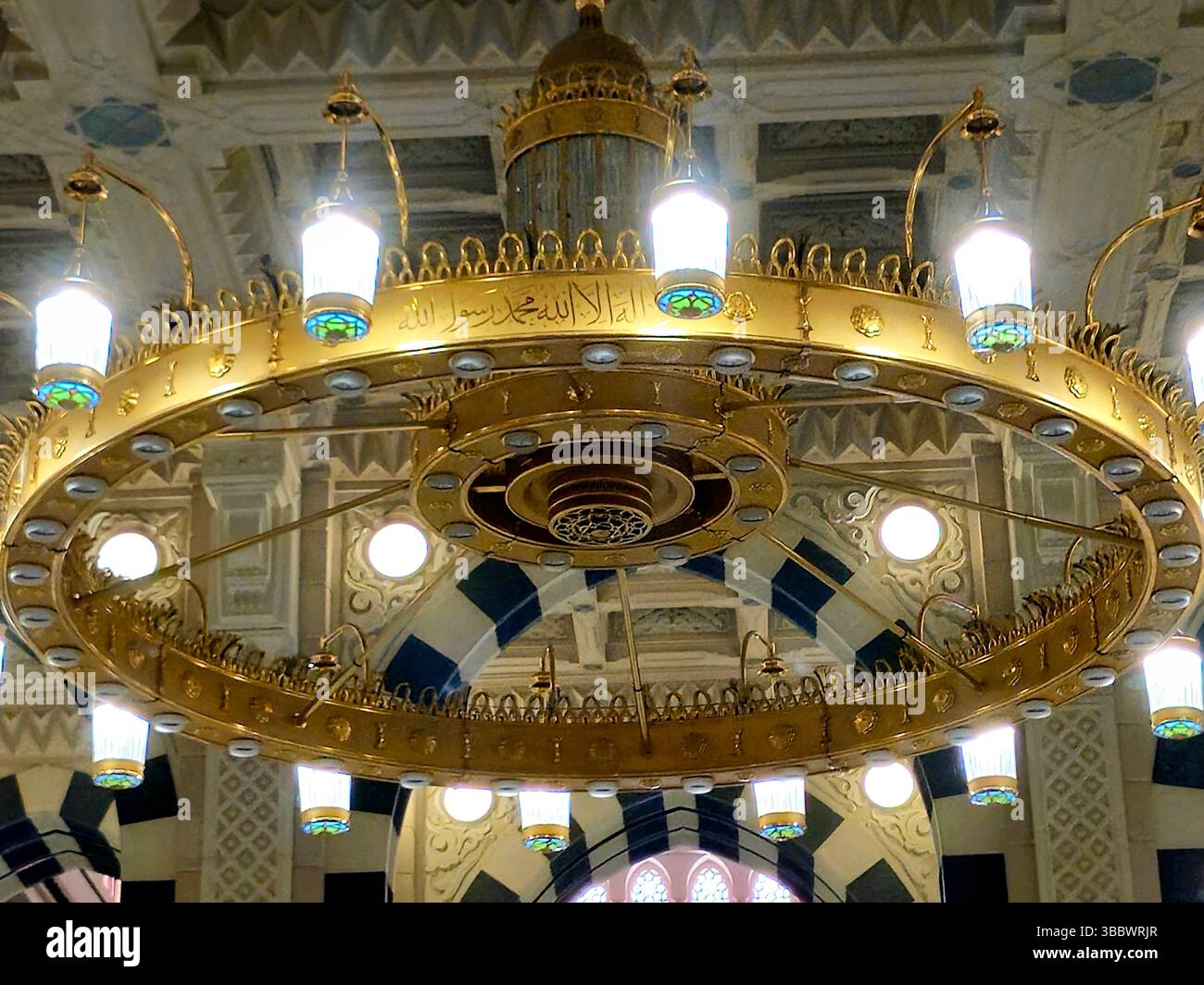 Medina, Saudi Arabia, June 26 2024: The lights of the Prophet's Mosque ...
