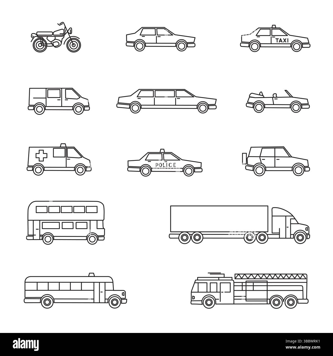 car vehicle outline design icon set Stock Vector Image & Art - Alamy