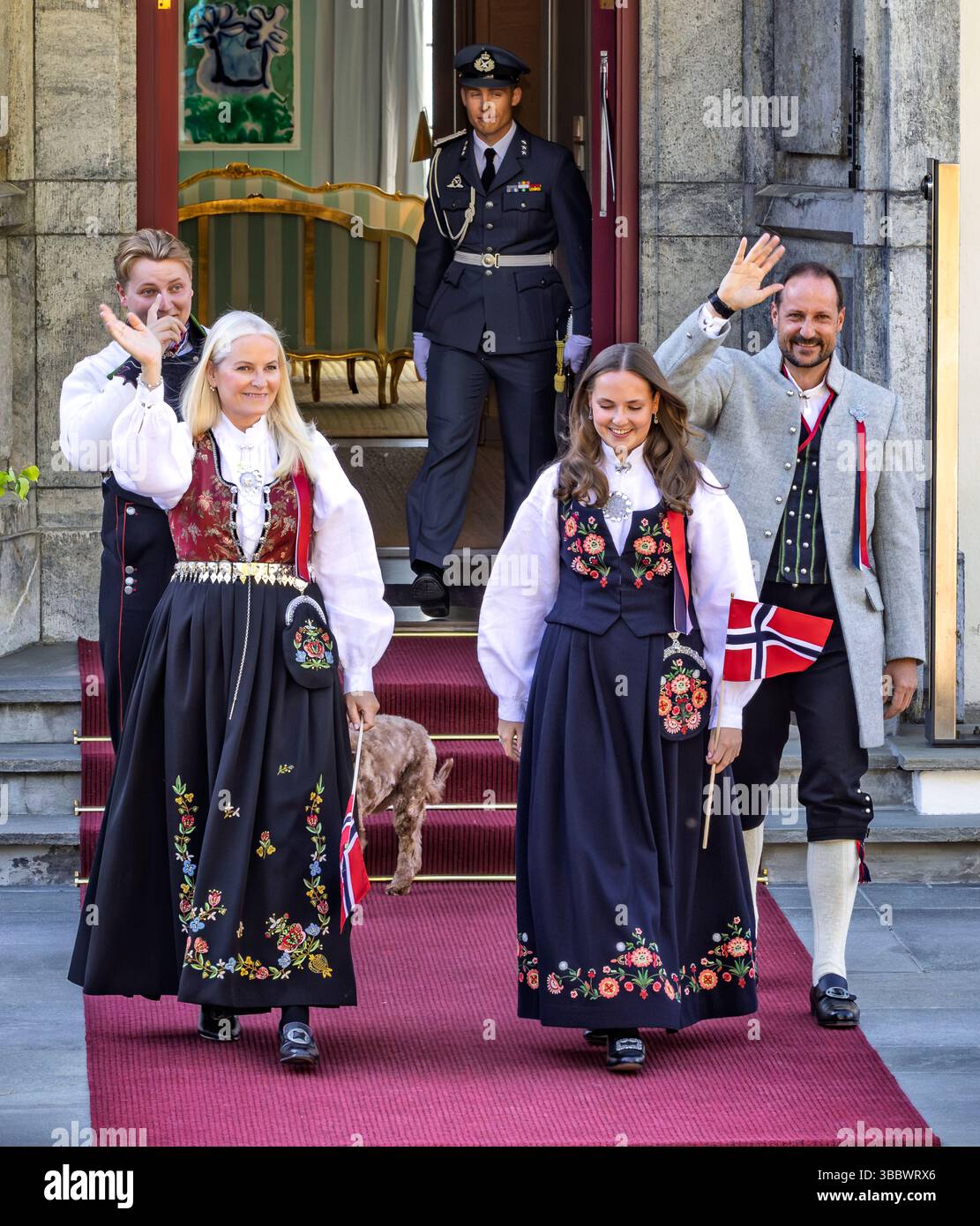 Asker, Norway 17 May 2025 Crown Prince Sverre Magnus, Crown Princess Mette Marit, Crown Princess ...